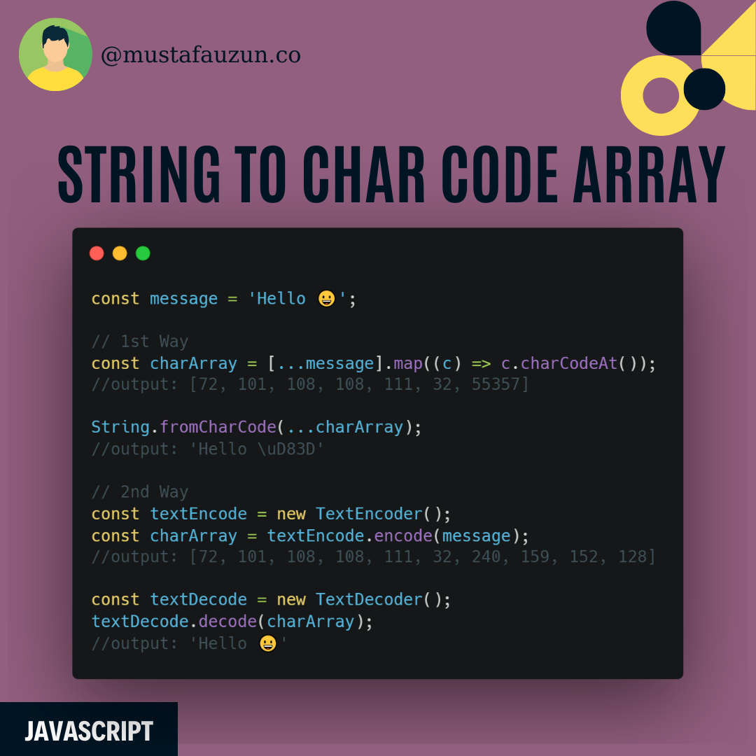 Javascript, String To Char Code Array – Mustafa Ateş UZUN Blog Javascript, String To Char Code Array – Mustafa Ateş UZUN Blog