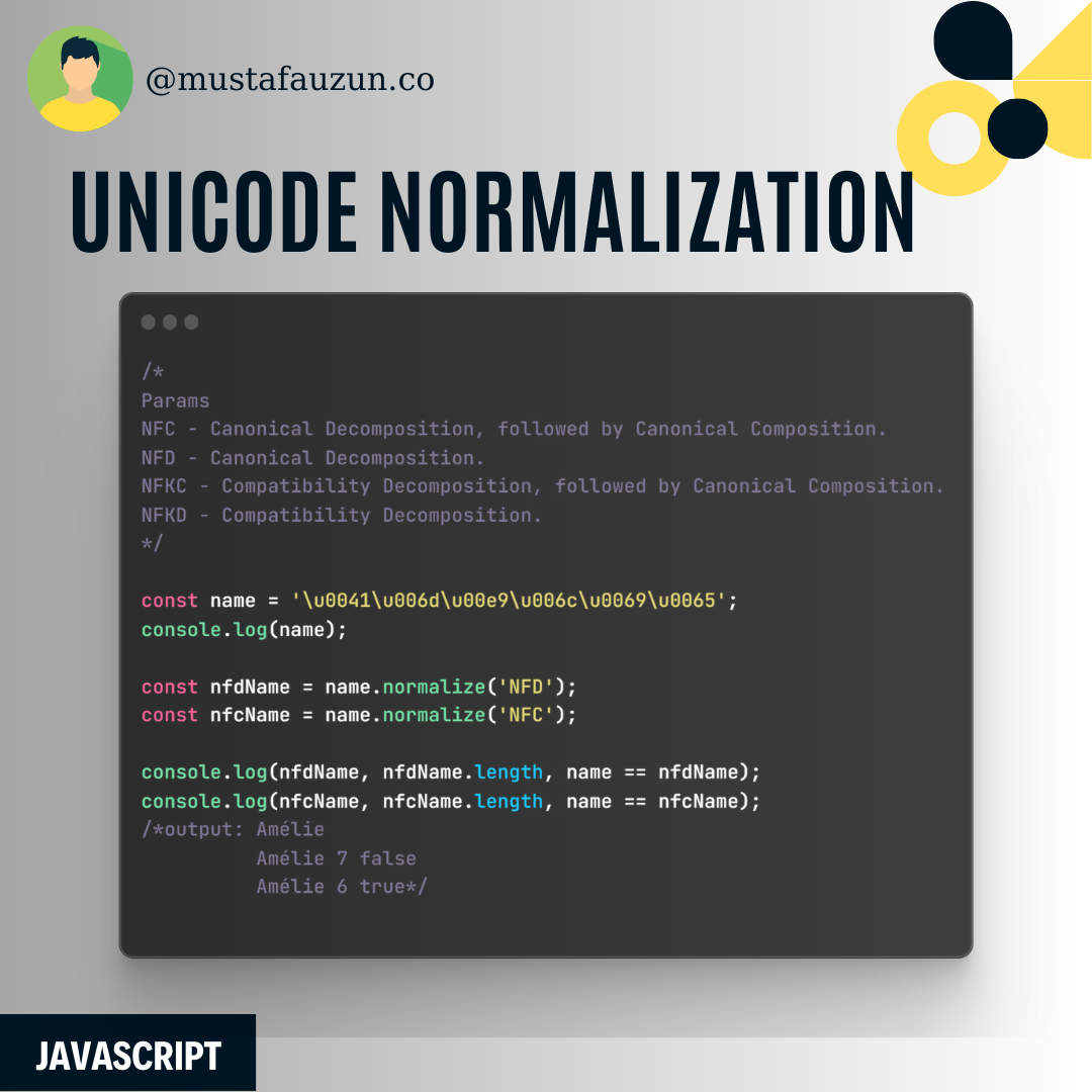 Javascript, Unicode Normalization – Mustafa Ateş UZUN Blog Javascript, Unicode Normalization – Mustafa Ateş UZUN Blog