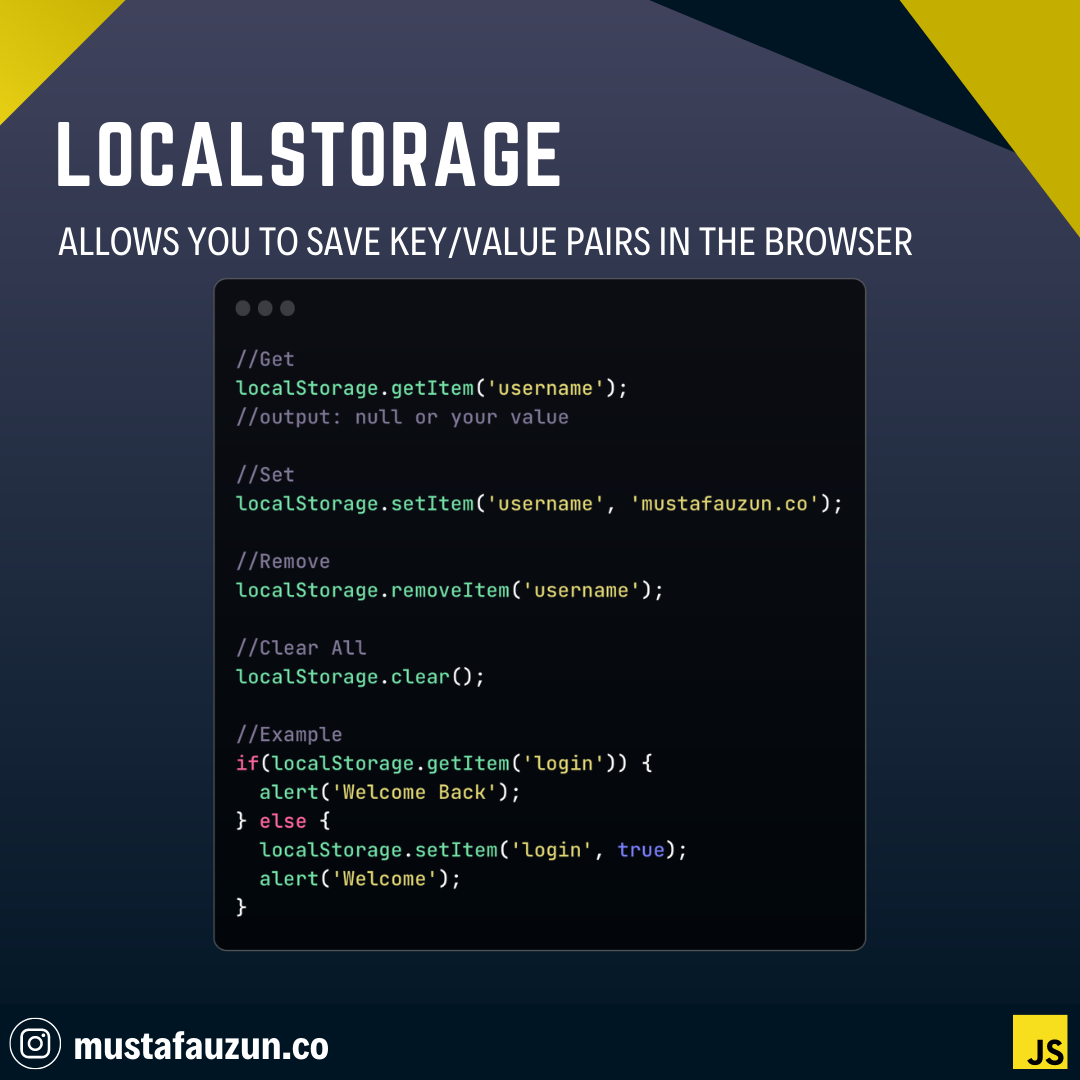 Javascript, localStorage – Mustafa Ateş UZUN Blog